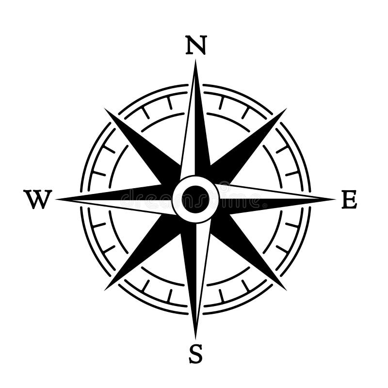 Compass Wind Rose in Vintage Style. Flat Icon. Vector Illustration ... Compass Wind Rose in Vintage Style. Flat Icon. Vector Illustration ...