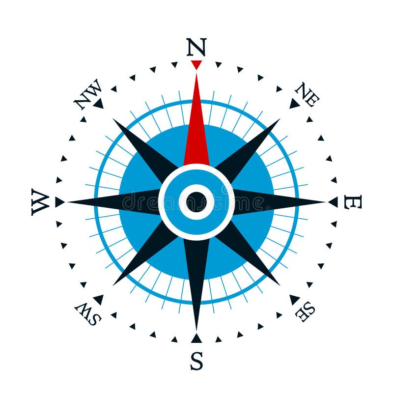 Compass Wind Rose in Vintage Style. Flat Icon Stock Illustration ... Compass Wind Rose in Vintage Style. Flat Icon Stock Illustration ...