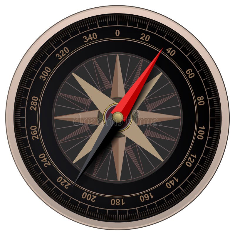 Compass with Windrose Isolated, Retro Design Stock Vector ...
