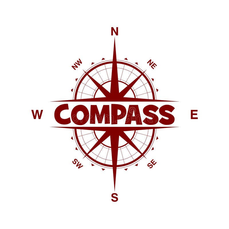 Compass Word Compass Icon Isolated On White Background Stock