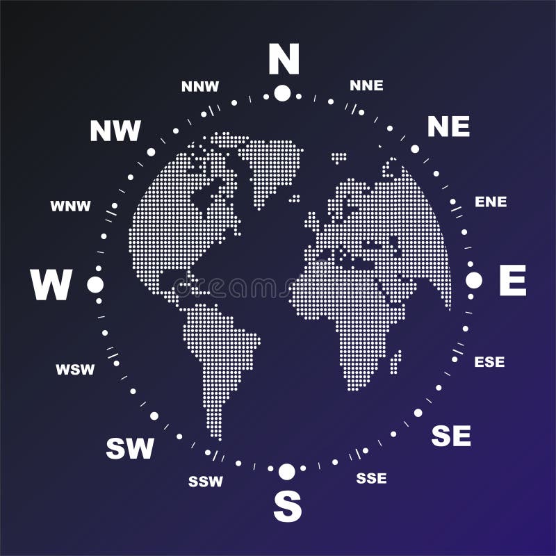 World map with compass stock vector. Illustration of earth - 2336360