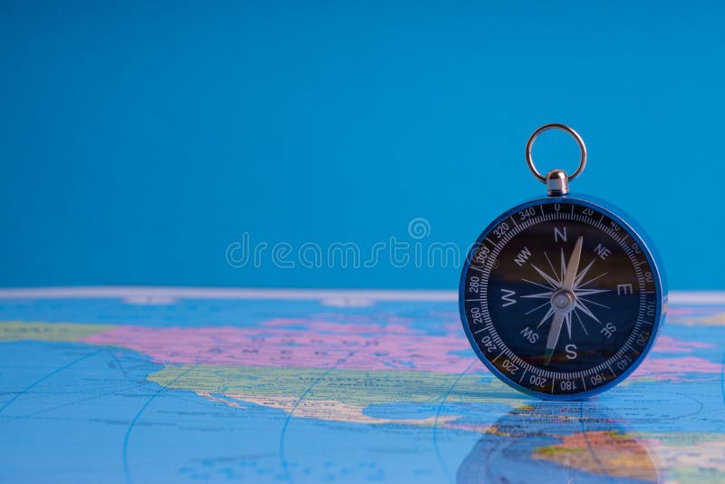 Compass on World Map Background Stock Photo - Image of atlas, antiquity ...
