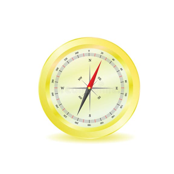 Compass in Yellow Color Vector Stock Vector - Illustration of isolated ...