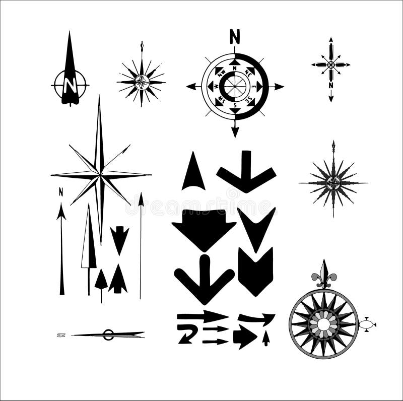 Compasses and arrows stock vector. Illustration of icon - 3145279