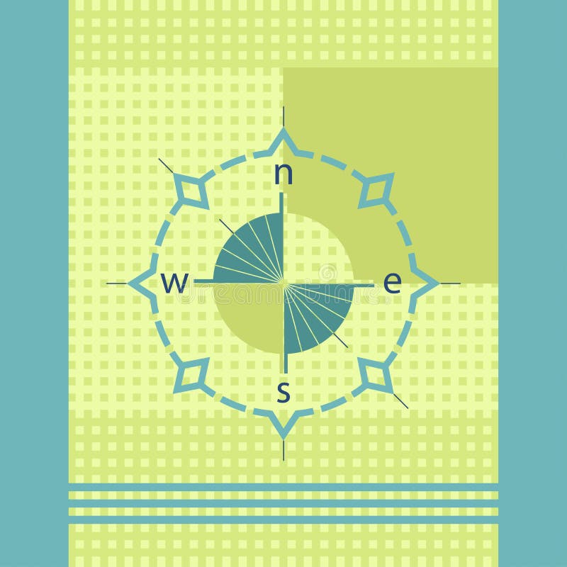 Stylized Compass Rose Isolated in Black with Leaves Stock Vector ...