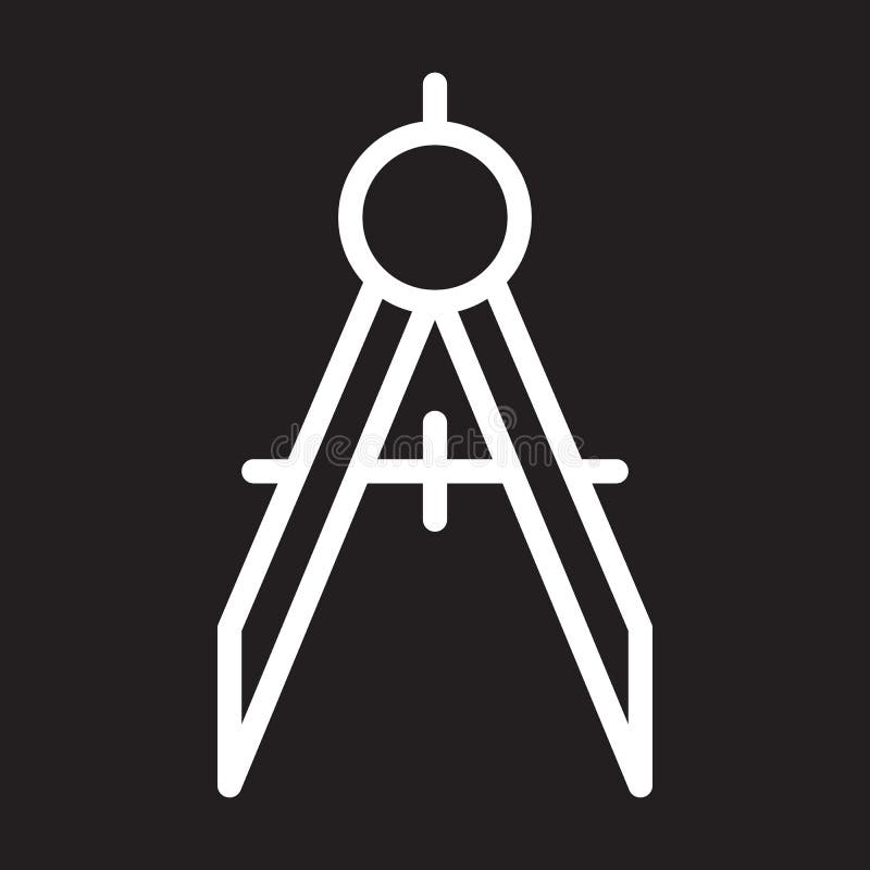 Compasses, Divider Line Icon, White Outline Sign, Vector Illustration ...