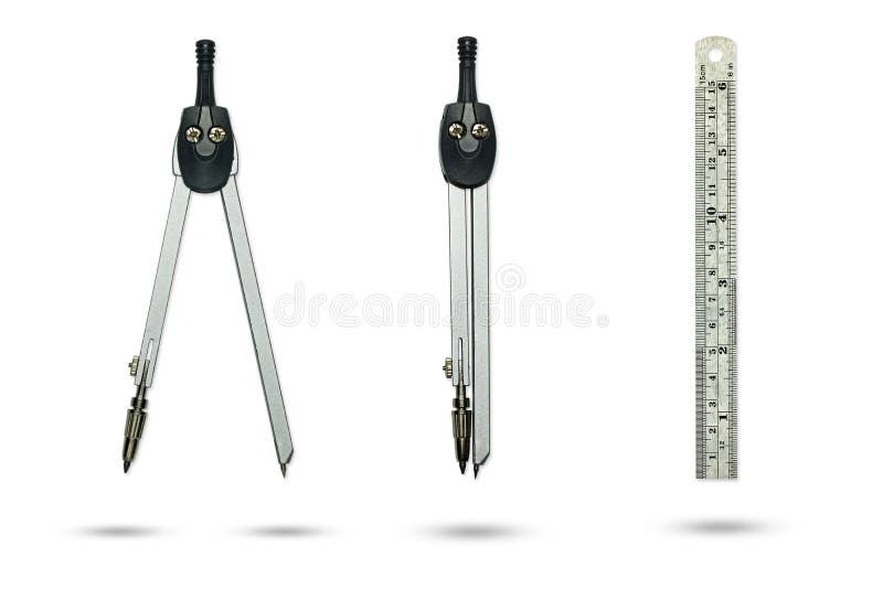Compasses Drawing And Metal Ruler. Stock Photo - Image of centimeter ...