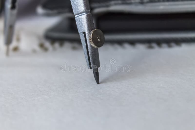 Compasses with a Lead, on Sheet of Paper Stock Image - Image of ...