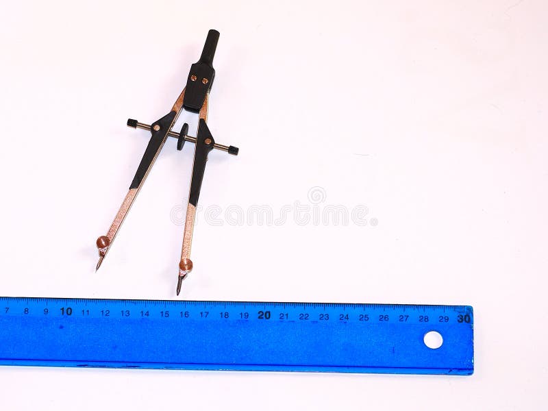 Compasses and Ruler on White Background Stock Image - Image of circle ...