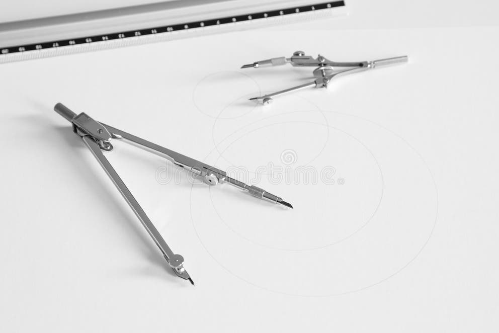 Compass and ruler stock photo. Image of drawing, draw - 237456514