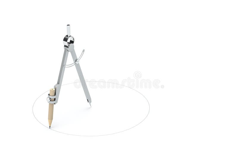 Compasses with White Background, Tools for Drawing, 3d Rendering Stock ...