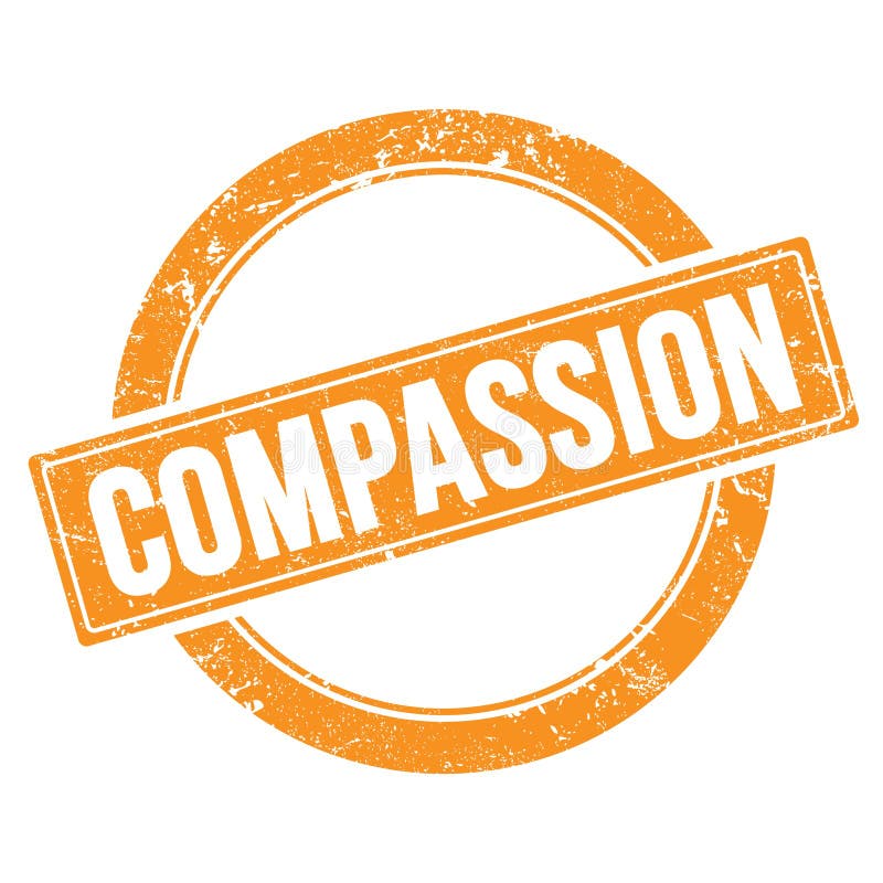 COMPASSION Text on Orange Grungy Round Stamp Stock Illustration ...