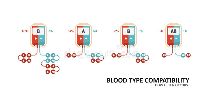 Compatibility Chart of Blood Type. Blood Donation Bag Stock Vector ...