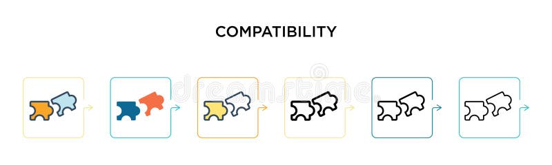 Compatibility Vector Icon in 6 Different Modern Styles. Black, Two ...