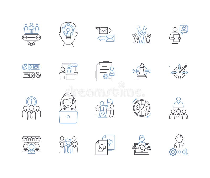 Compatible Colleagues Line Icons Collection. Teamwork, Harmony ...