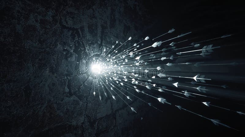Arrows of Challenge Converging on a Light Source Stock Illustration ...