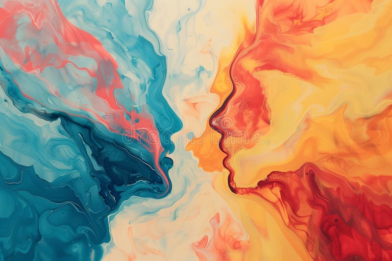 Abstract Artistic Confluence of Opposing Profiles - Ideal for Exploring ...