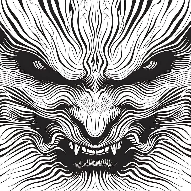 Compelling Black and White Illustration Showcasing Intense Gaze of ...