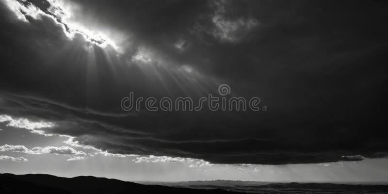 Dark Clouds and Sun in Black and White Stock Illustration ...
