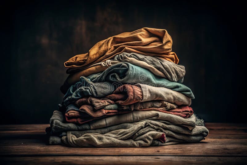 Dirty Laundry Pile in Low Light a Detailed CloseUp for Home Lifestyle ...