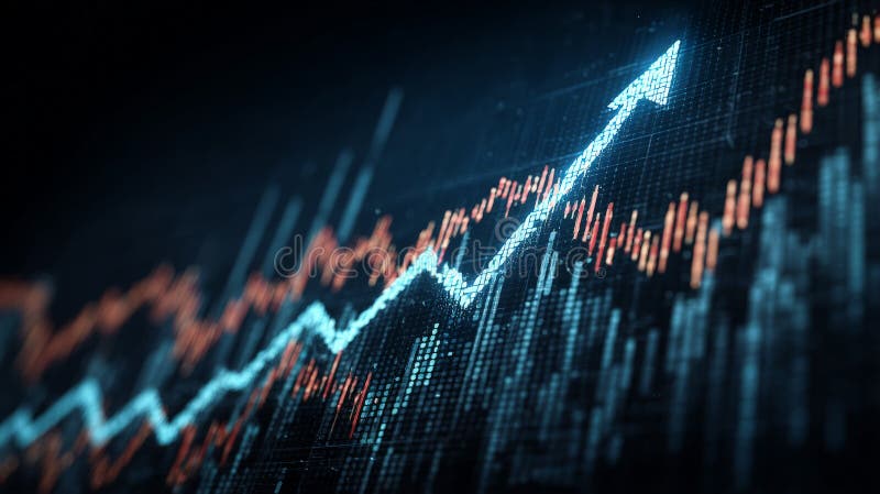 A Compelling Digital Visualization Showcasing a Bold Blue Arrow ...