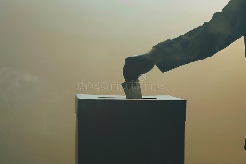 Person Casting Vote into Ballot Box with Neutral Background Stock ...
