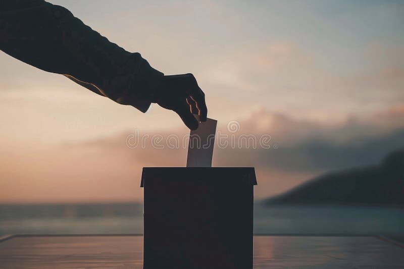 Person Casting Vote into Ballot Box with Neutral Background Stock ...