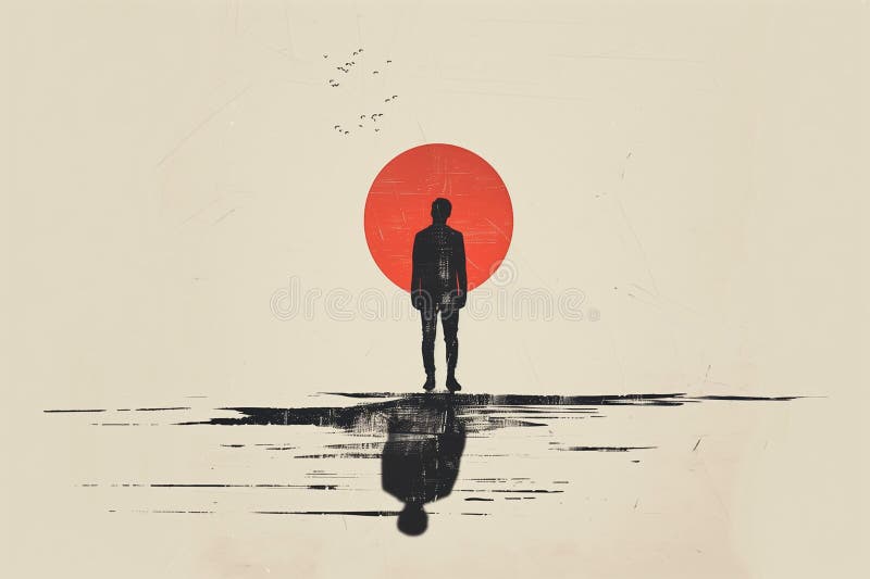 Silhouette of a Lone Man Against a Red Sun: Conceptual Art on Isolation ...