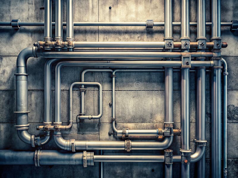 Robust Industrial Concrete Wall Background with Exposed Piping Perfect ...