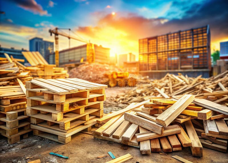 Construction Site Waste a Pile of Scrap Timber and Wooden Crates Ready ...