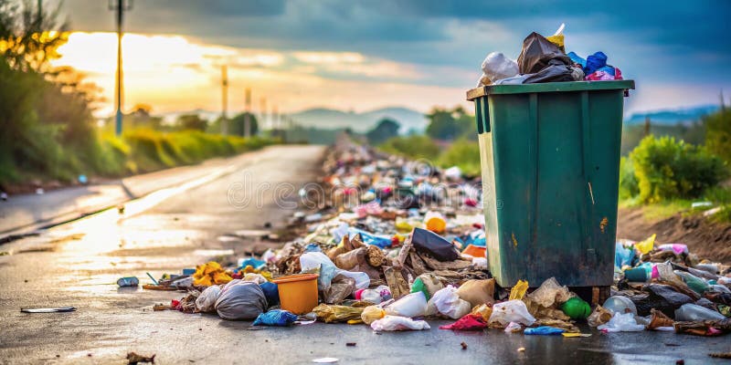 Unsightly Garbage Overflowing a Roadside Bin a Visual Representation of ...