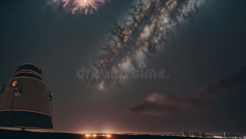 A Compelling Lit Lighthouse with a Bright Star in the Sky AI Generative ...