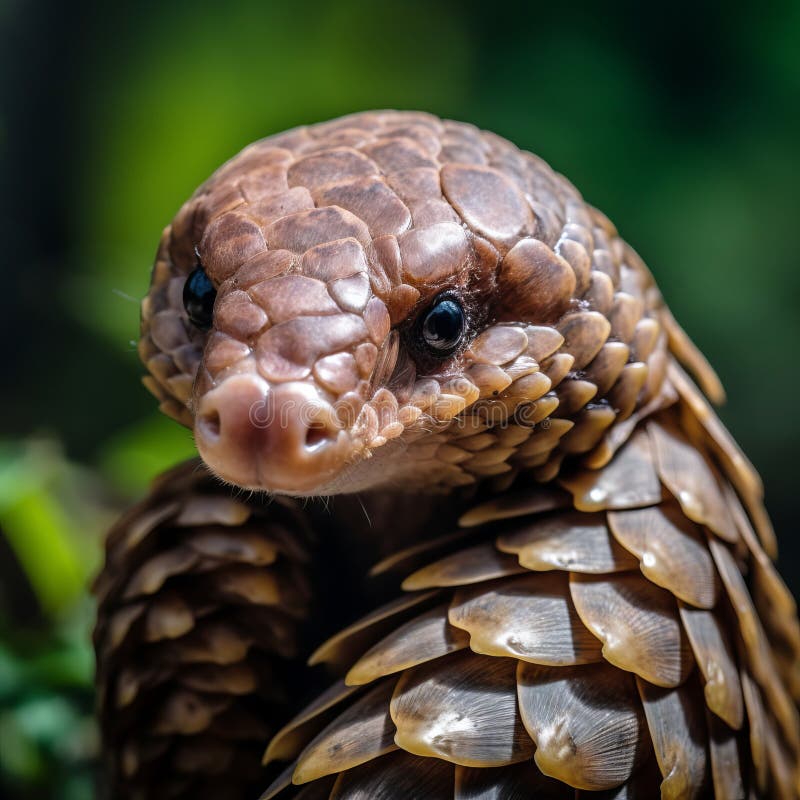 A Compelling Portrait of a Pangolin, Focusing on Its Expressive Eyes ...