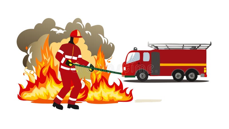 Firefighters Battling Blaze Rescue Vector Icon, Vector Design ...