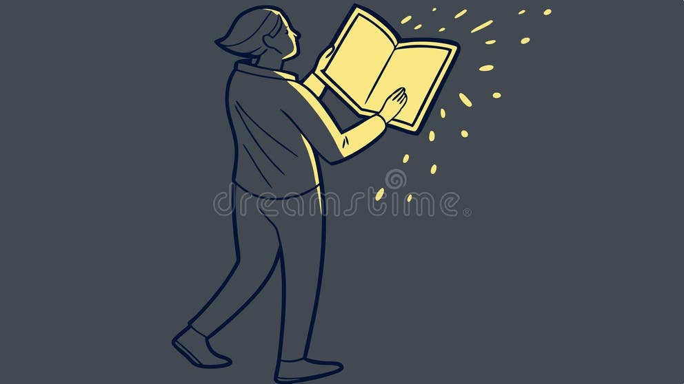 Person Reading Book Under Spotlight Illustration, Vector Design ...