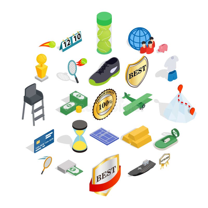 Compensation Icons Set, Isometric Style Stock Vector - Illustration of ...