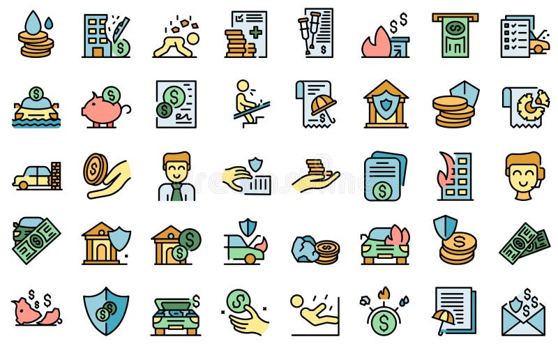 Compensation Icons Set Vector Neon Stock Illustration - Illustration of ...