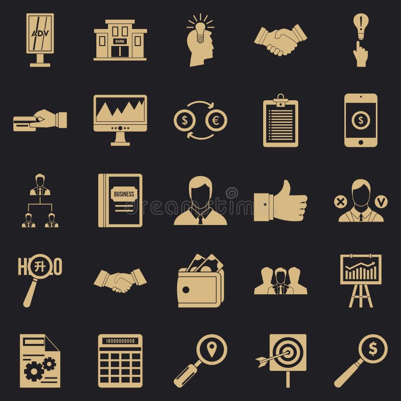 Compensation Icons Set, Simple Style Stock Vector - Illustration of ...