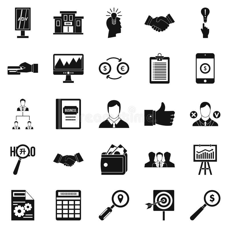 Compensation Icons Set, Simple Style Stock Vector - Illustration of ...