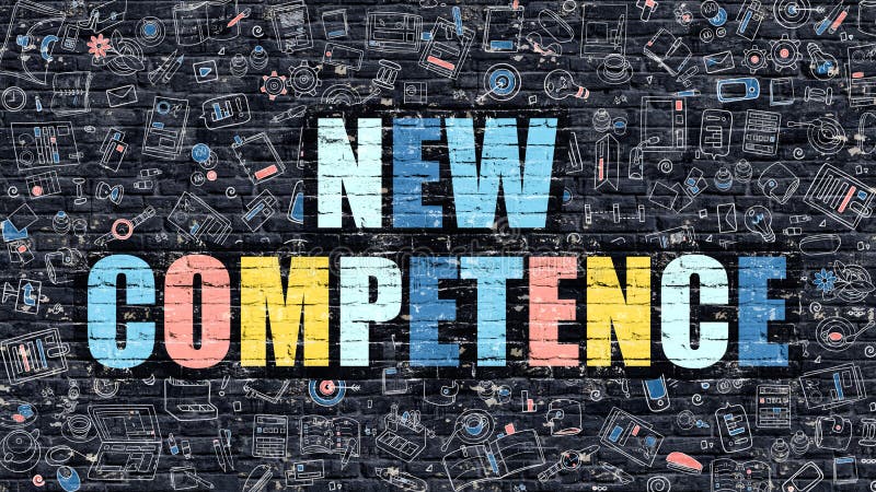 Competência Nova Multicolorido Em Brickwall Escuro Doodle O Estilo ...