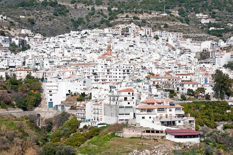 Competa White Village And Church, Andalusia, Spain Stock Image - Image ...