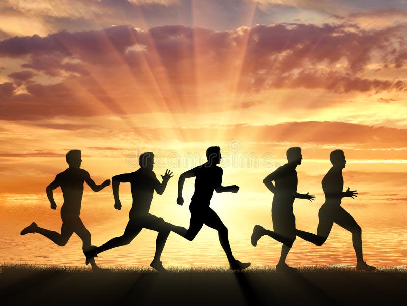 Competencia De Cinco Atletas De Los Corredores Foto de archivo - Imagen ...