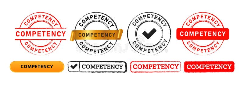 Competency Rectangle and Circle Rubber Stamp Label Sticker Sign for ...