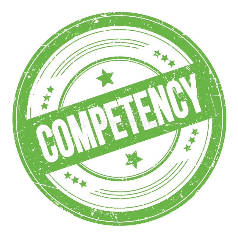 COMPETENCY Text on Green Round Grungy Stamp Stock Illustration ...