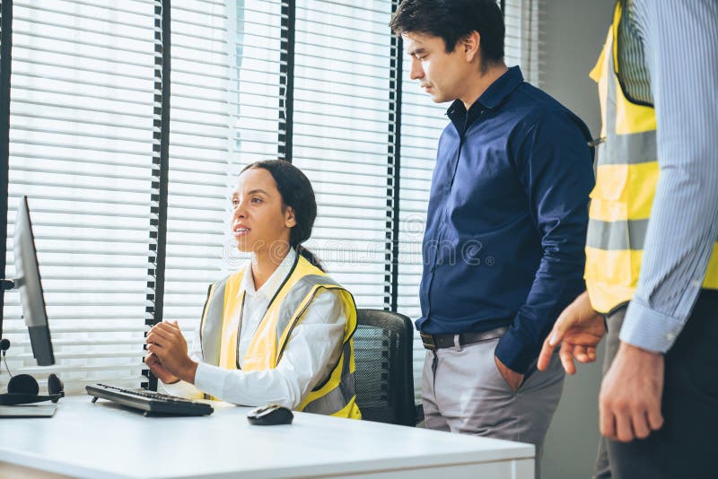 Competent Engineers Create Blueprints and Plans and Present Them To ...