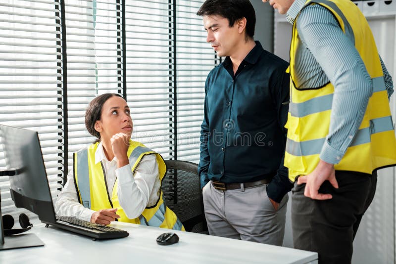 Competent Engineers Create Blueprints and Plans and Present Them To ...