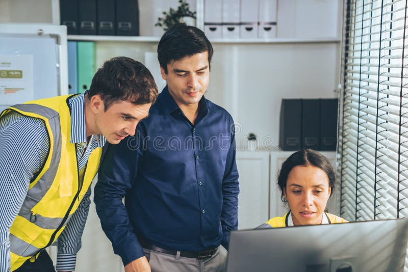 Competent Engineers Create Blueprints and Plans and Present Them To ...