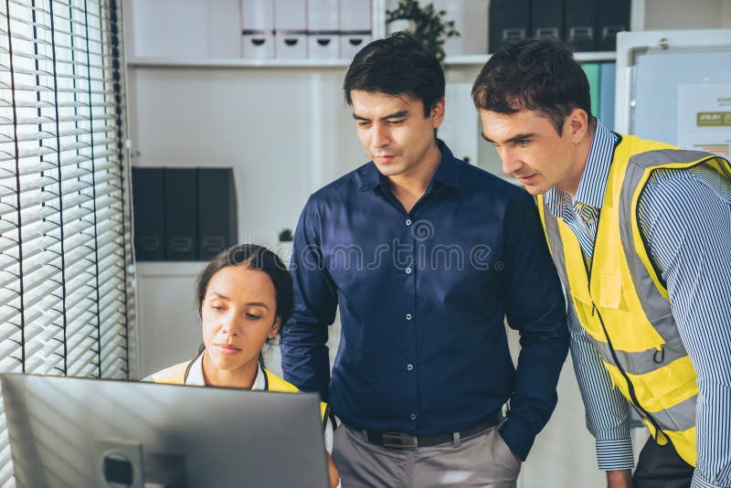 Competent Engineers Create Blueprints and Plans and Present Them To ...