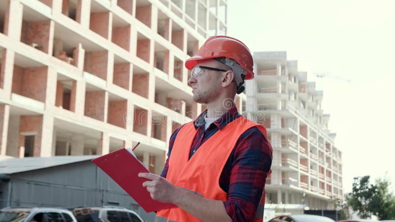 Competent Man Working at Construction Site Outside Stock Photo - Image ...