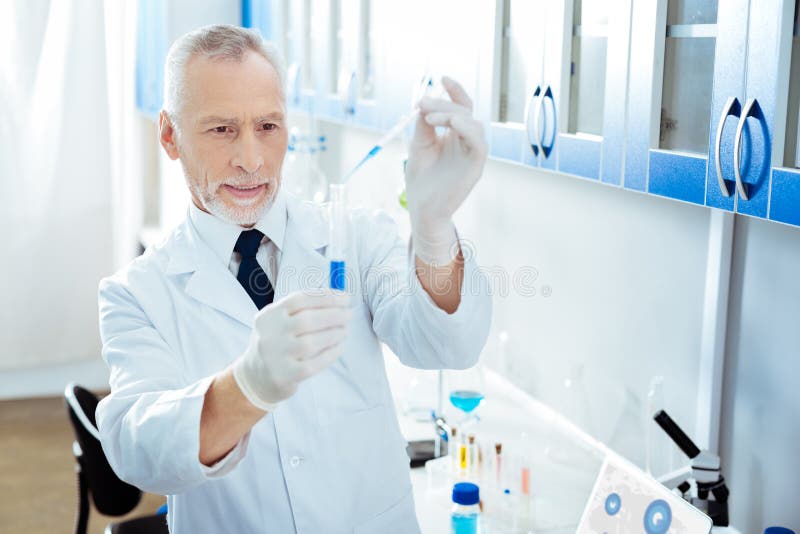 Positive Male Person Taking Probe Stock Photo - Image of equipment ...